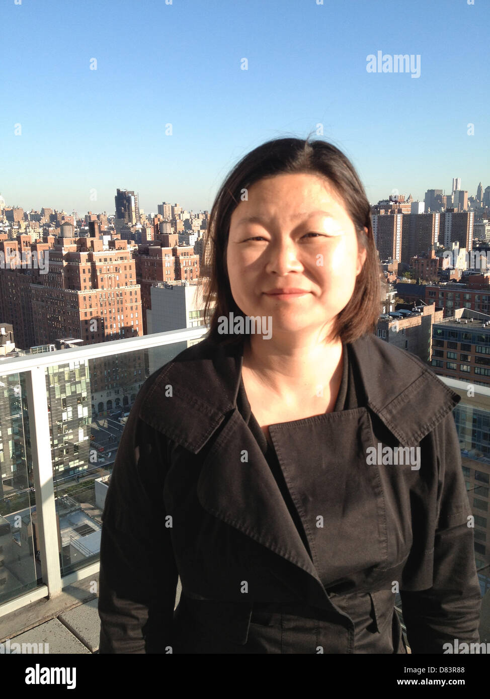 The Boston architect Meejin Yoon is pictured in front of the backdrop ...