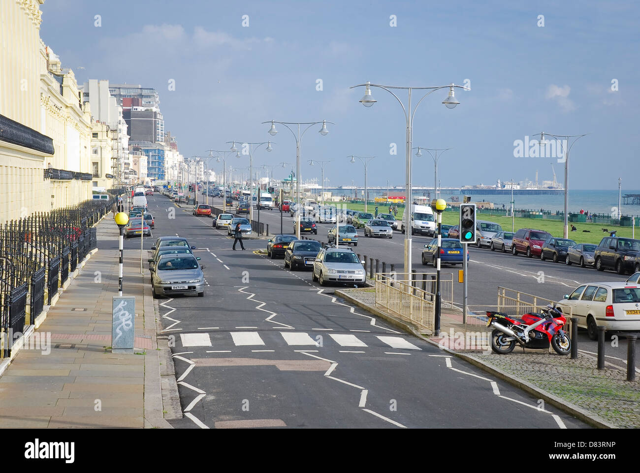 Street view, Kingsway, Hove, UK Stock Photo - Alamy