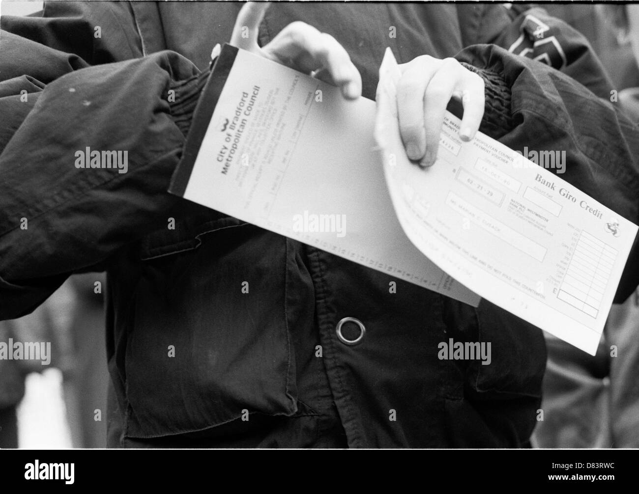 Public Burning of Poll Tax forms. Bradford UK 1990 Stock Photo - Alamy