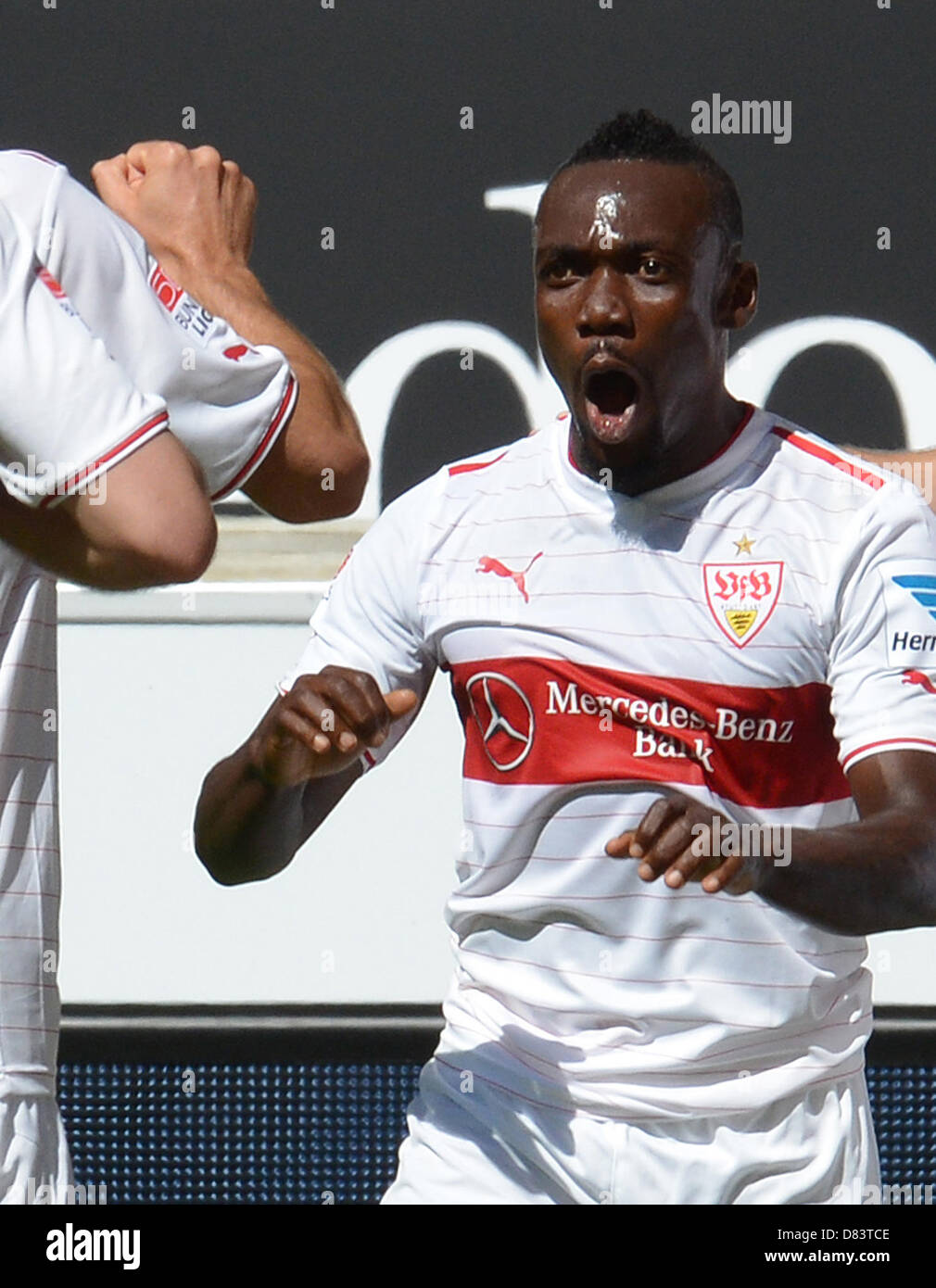 Stuttgart's Arthur Boka celebrates his 2-1 goal during the Bundesliga ...