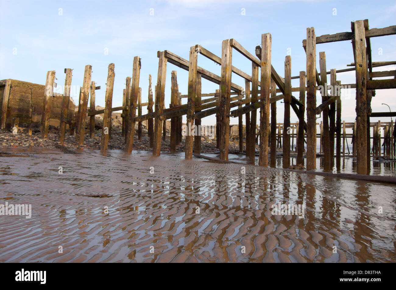 Pier remains at Craigendoran on the Firth of Clyde, Scotland Stock ...