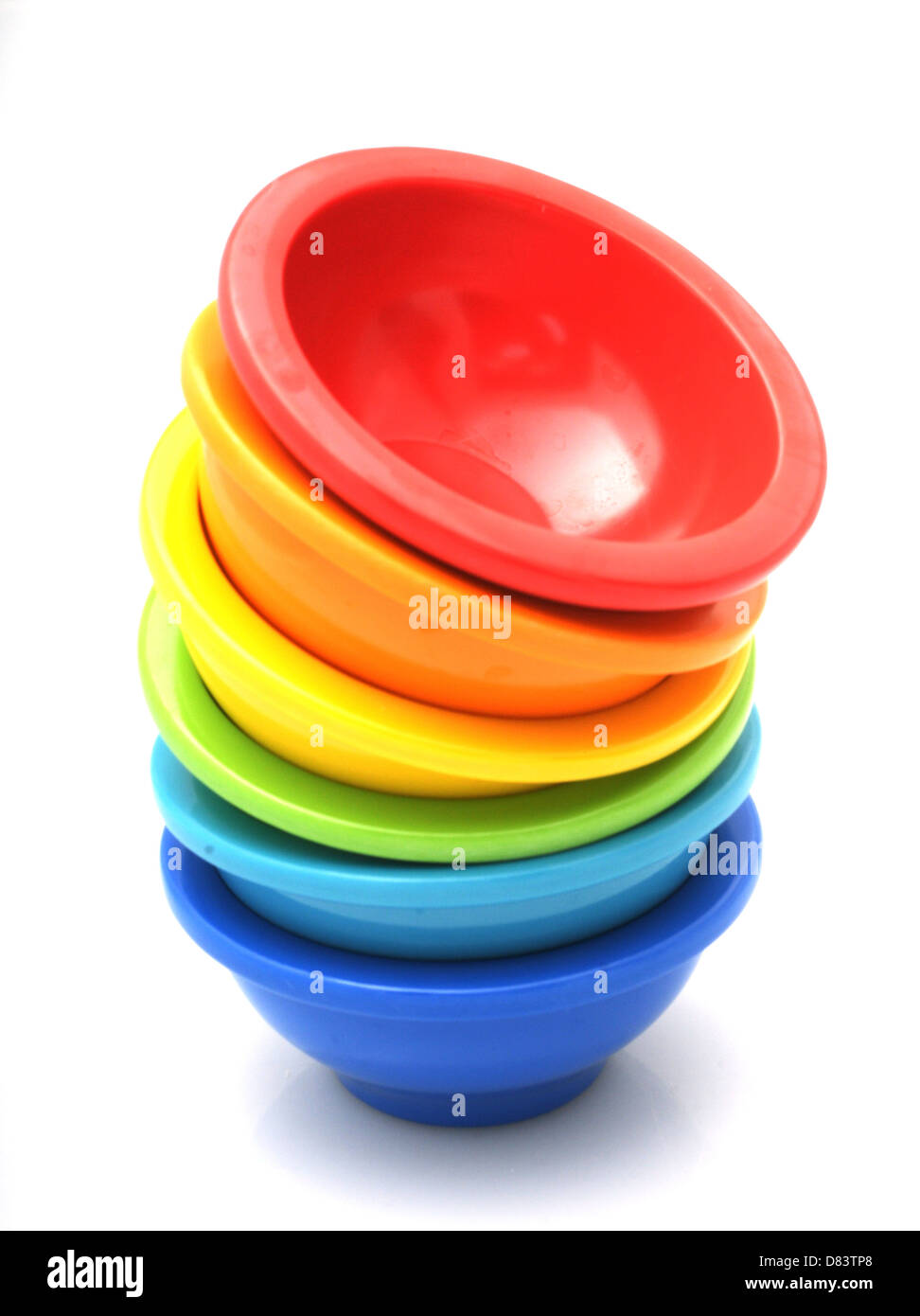 Stack of rainbow mixing bowls used in the kitchen Stock Photo - Alamy