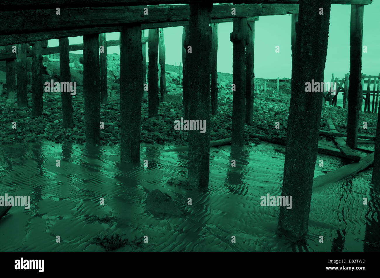 Pier remains at Craigendoran on the Firth of Clyde, Scotland Stock ...
