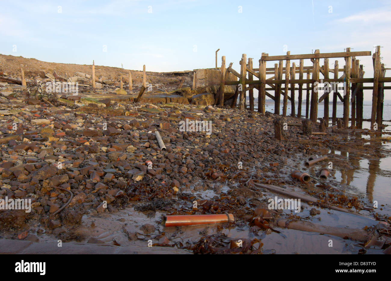 Pier remains at Craigendoran on the Firth of Clyde, Scotland Stock ...