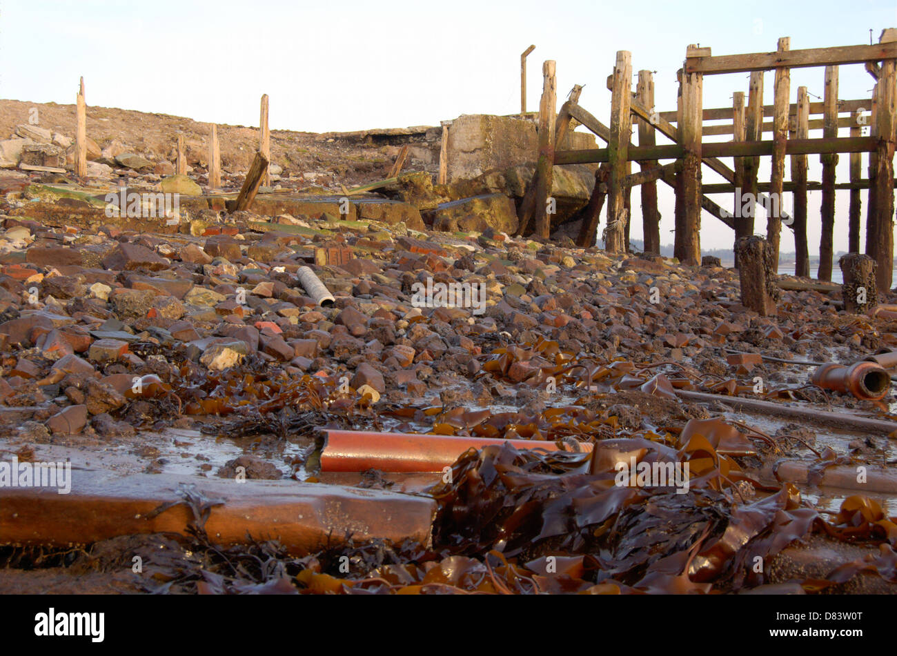 Pier remains at Craigendoran on the Firth of Clyde, Scotland Stock ...