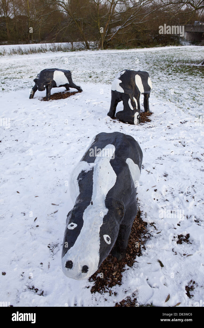 Concrete cows in Milton Keynes created in 1978 by Canadian-born artist ...
