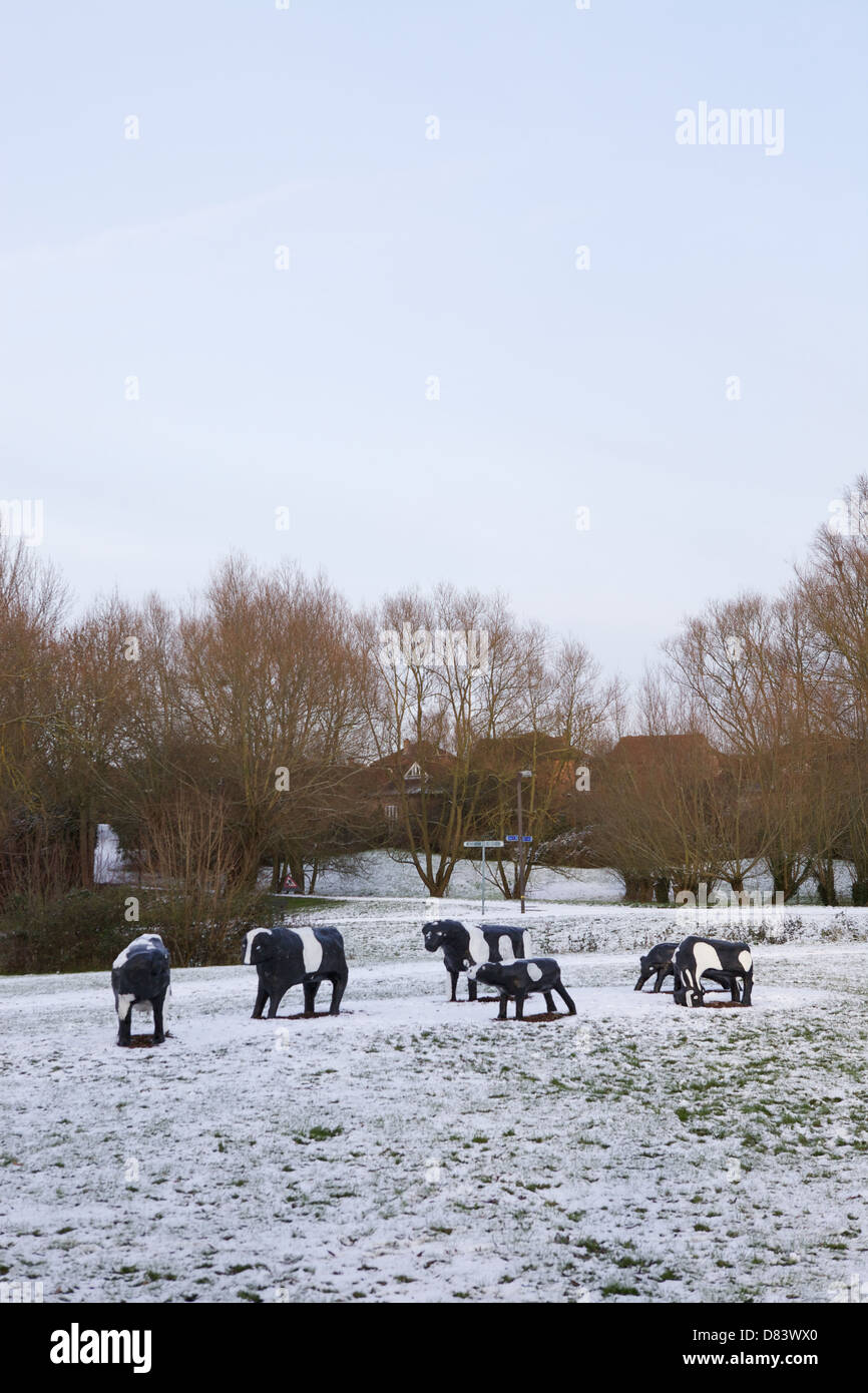 Concrete cows in Milton Keynes created in 1978 by Canadian-born artist ...