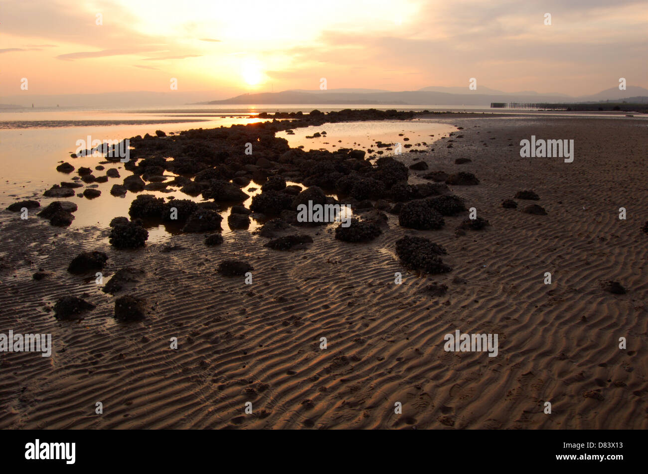 Beach at Craigendoran on the Firth of Clyde at Sunset Stock Photo - Alamy