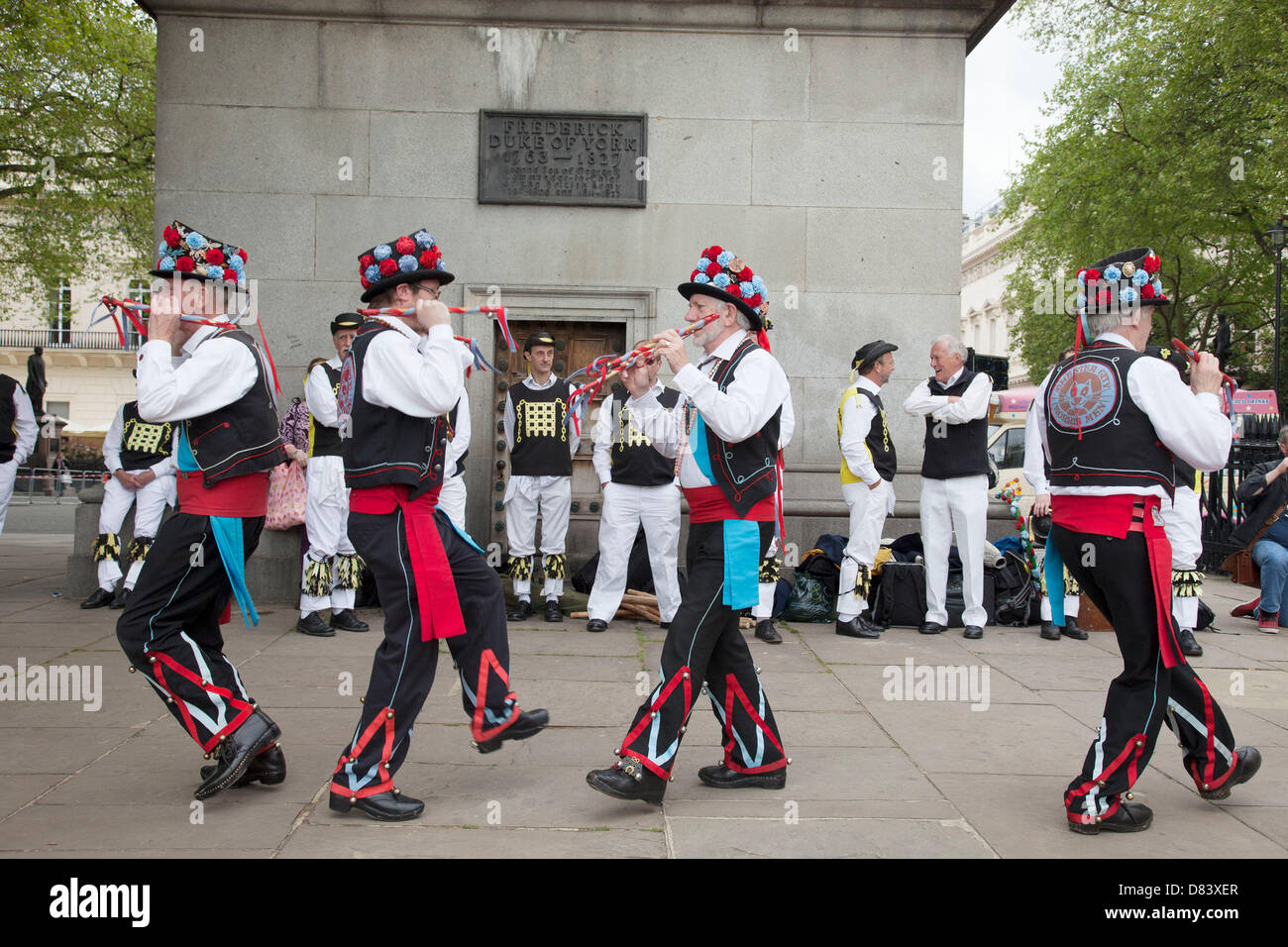 Morris dancers day of dance in London. Chester City Morris Men perform ...