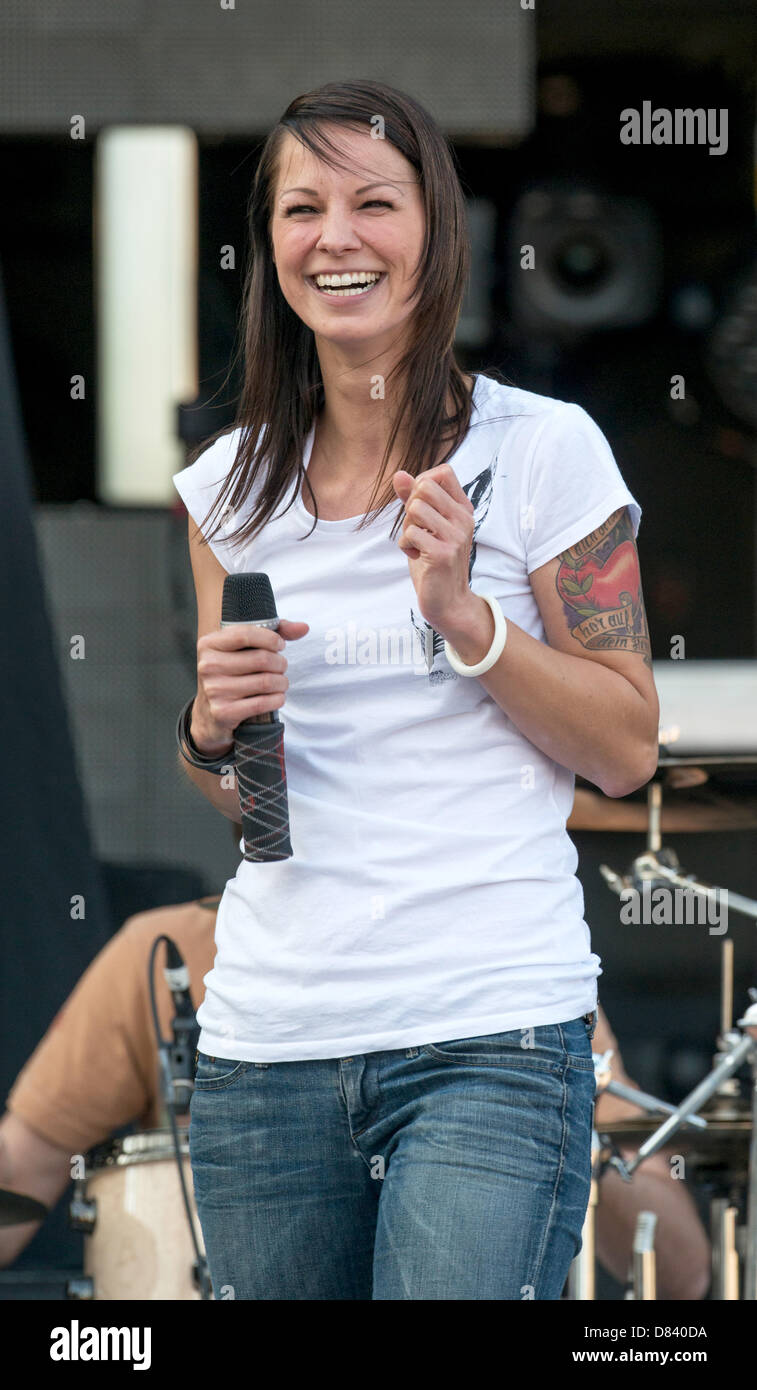 The Austrian singer Christina Stuermer performs as the opening act at ...