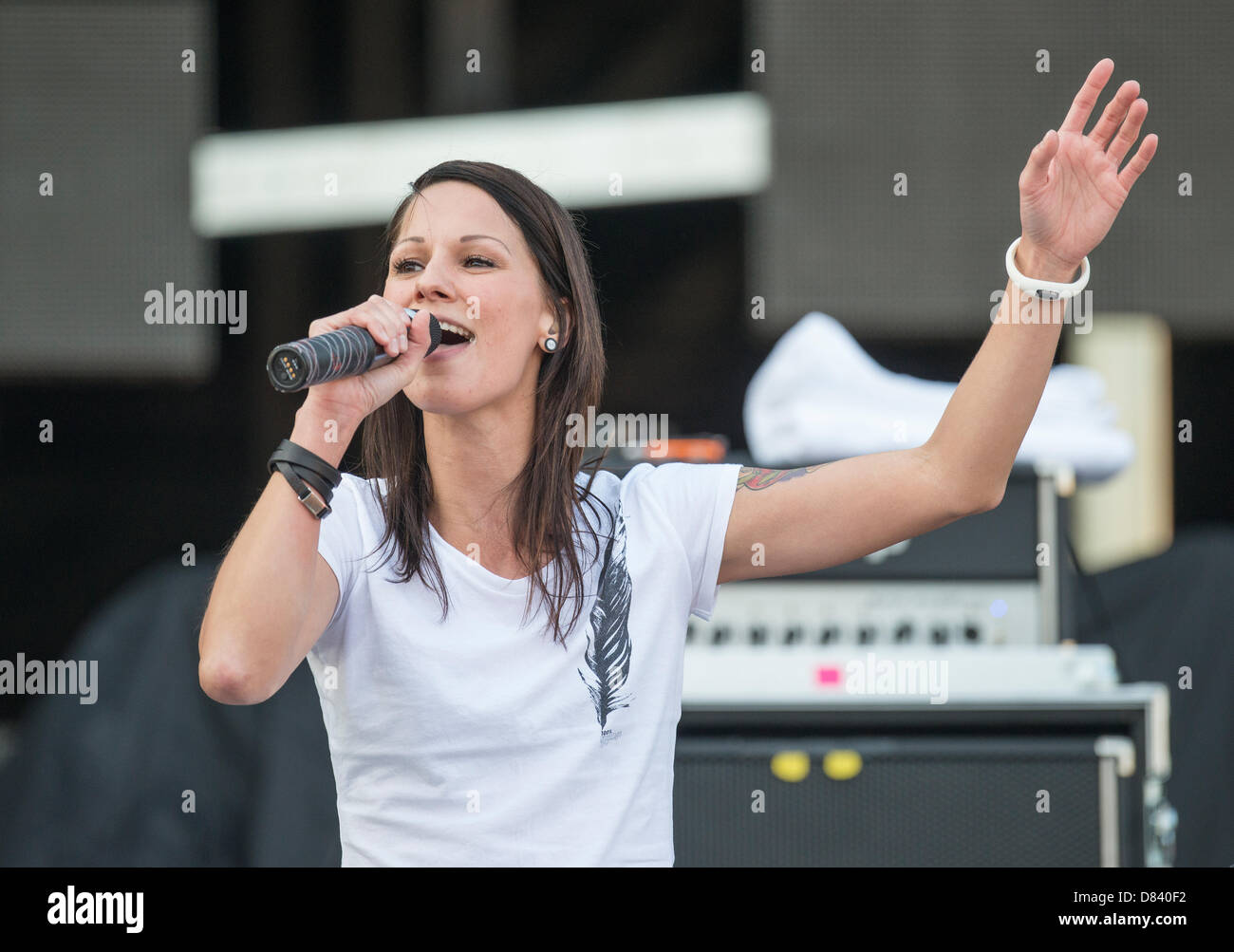The Austrian singer Christina Stuermer performs as the opening act at ...
