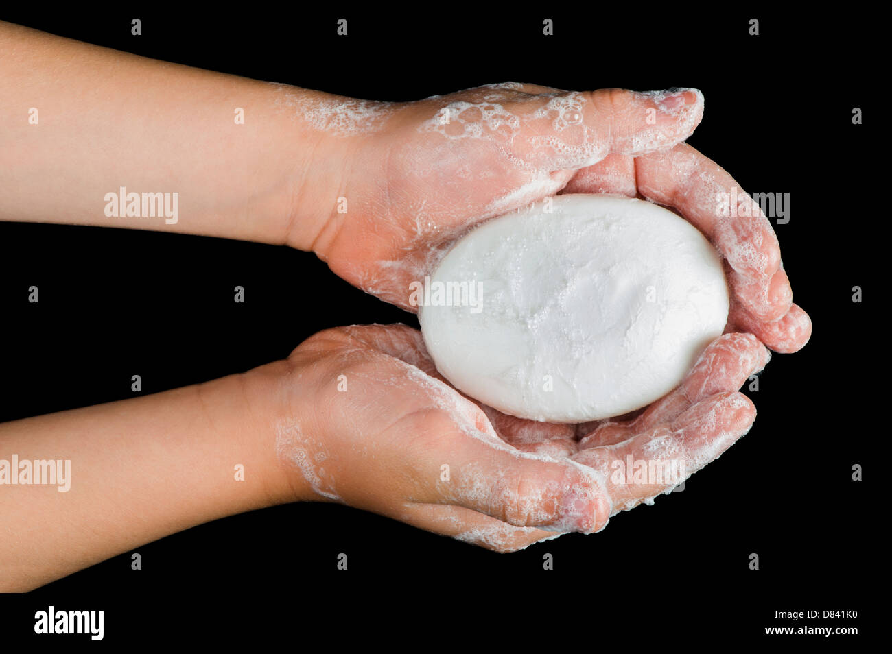 Isolated lathered hands and soap Stock Photo - Alamy