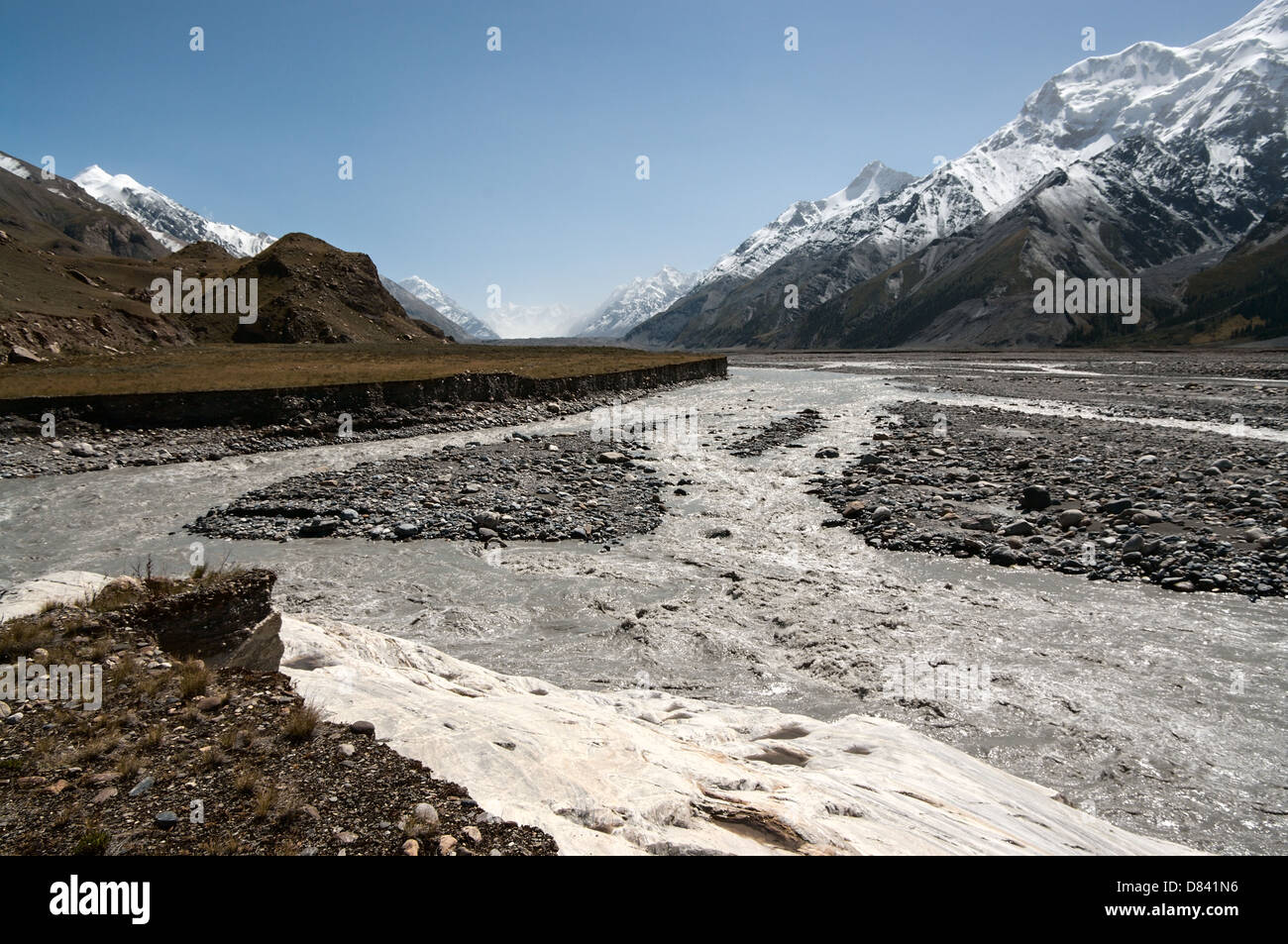 Inilchek source of the river from the glacier Stock Photo - Alamy