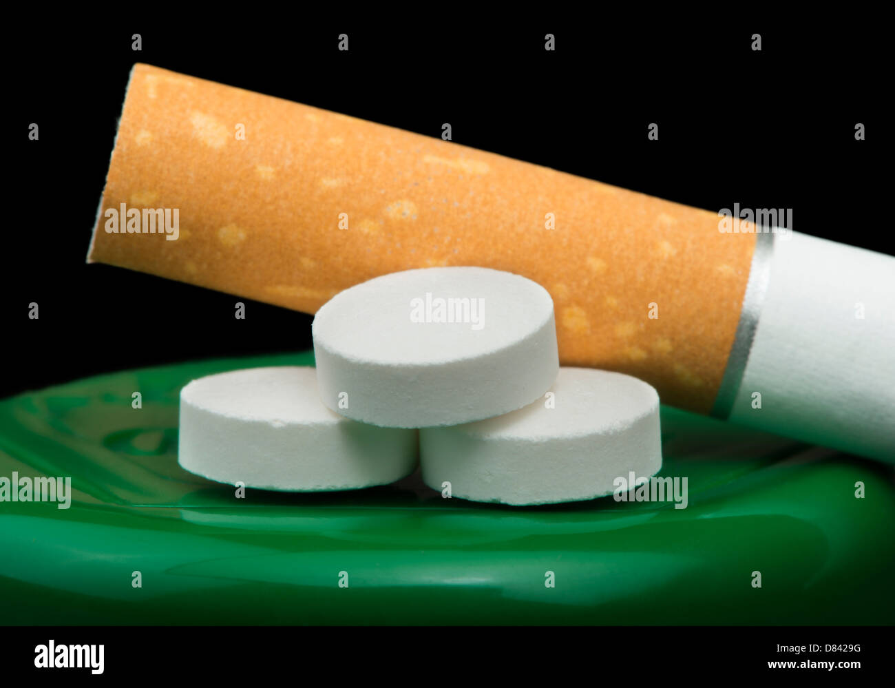 Cigarette, tobacco and pills isolated. Close up studio shot Stock Photo ...