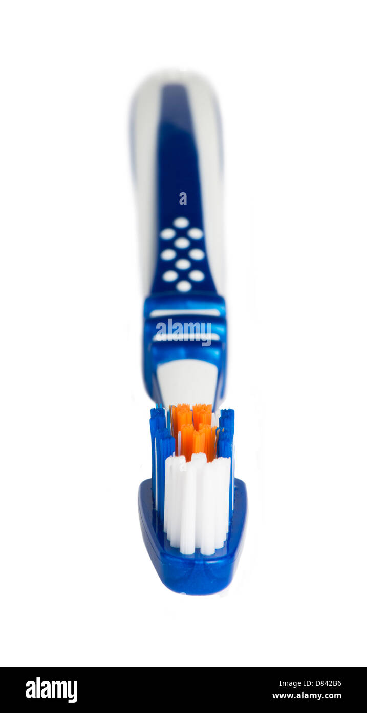 Blue toothbrush white isolated studio shot Stock Photo - Alamy