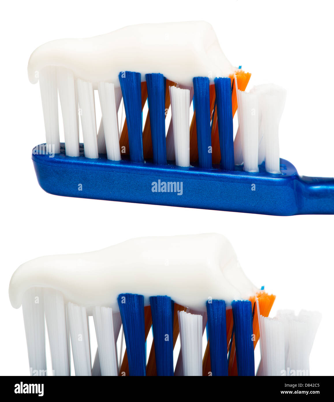 Blue toothbrush toothpaste white isolated studio shot Stock Photo - Alamy