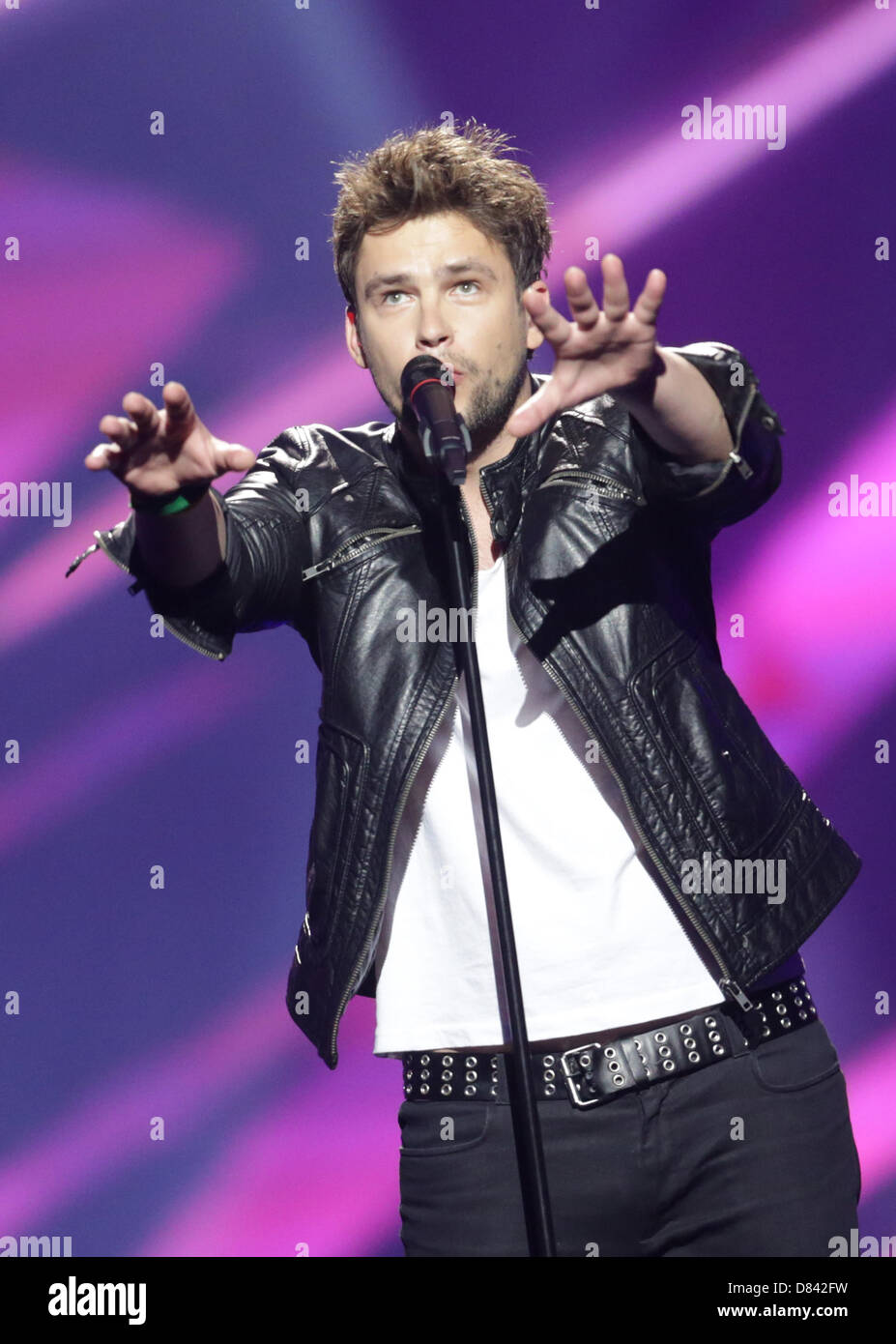 Singer Andrius Pojavis presenting Lithuania performing during the Grand ...