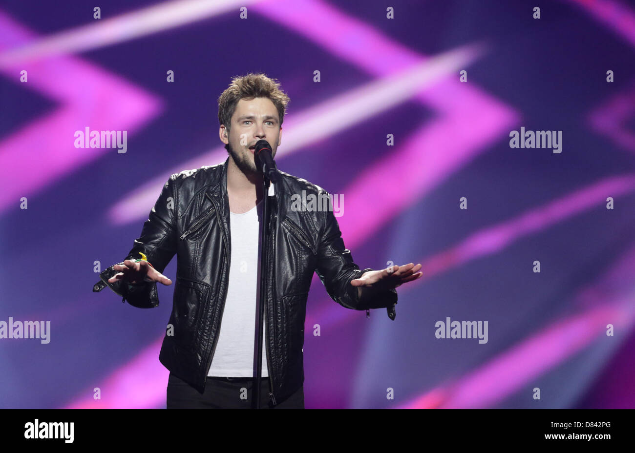 Singer Andrius Pojavis presenting Lithuania performing during the Grand ...