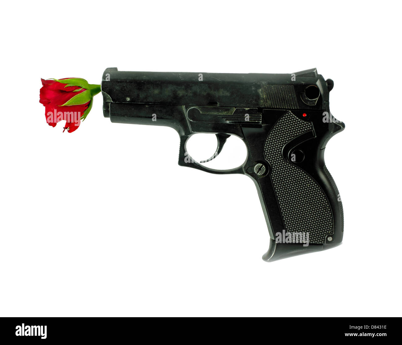gun and rose on the white background Stock Photo - Alamy