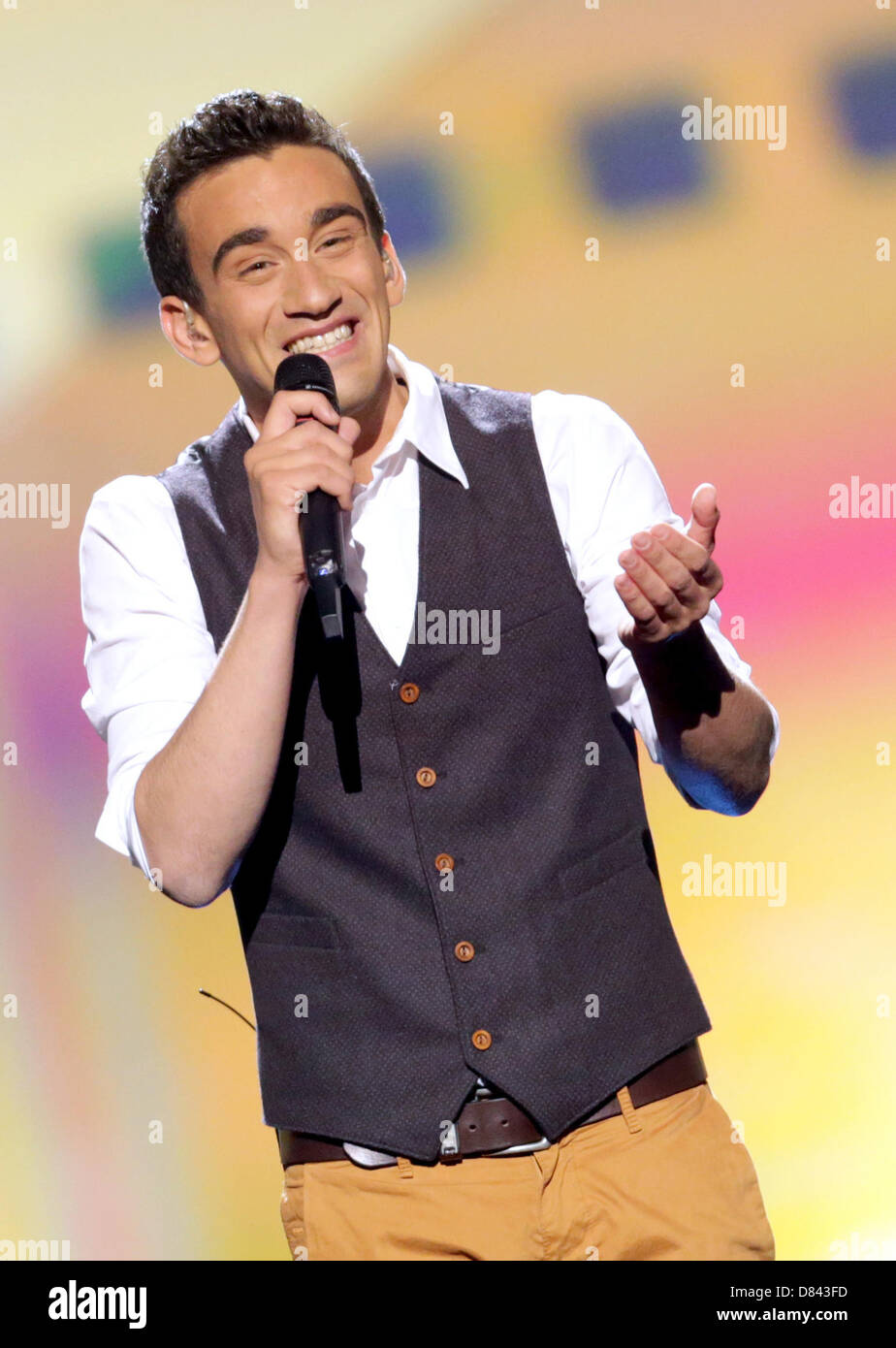 Singer Gianluca Bezzina representing Malta performing during the Grand ...