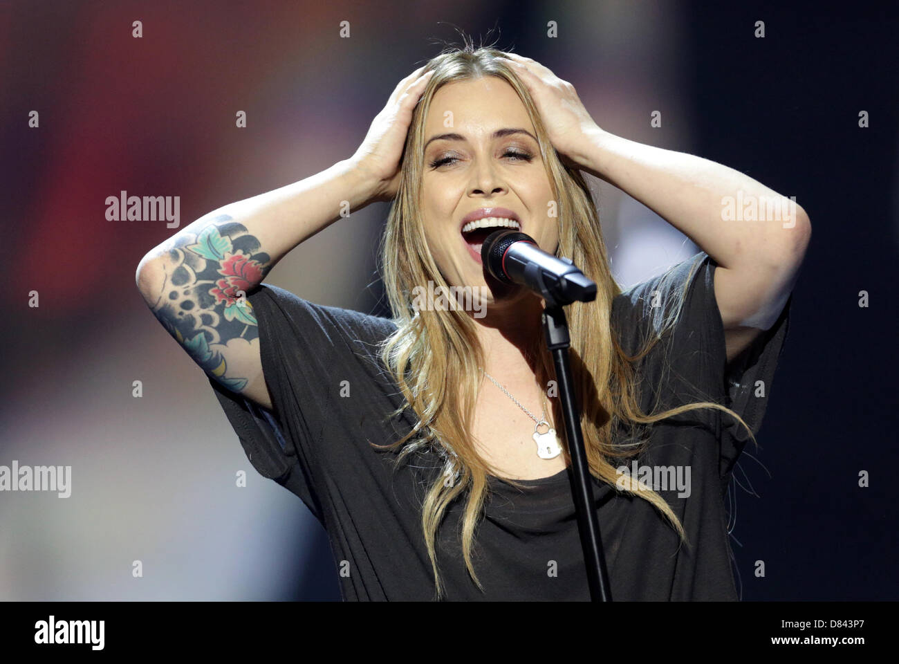 Singer Anouk representing the Netherlands performing during the Grand ...