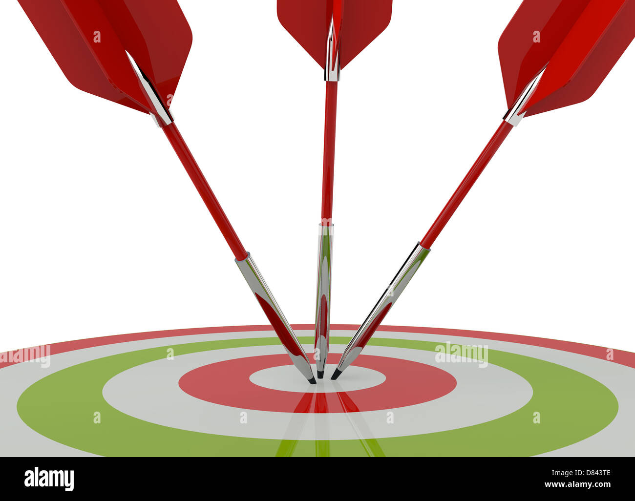 Dart Hitting A Target on awhite background with red darts Stock Photo ...
