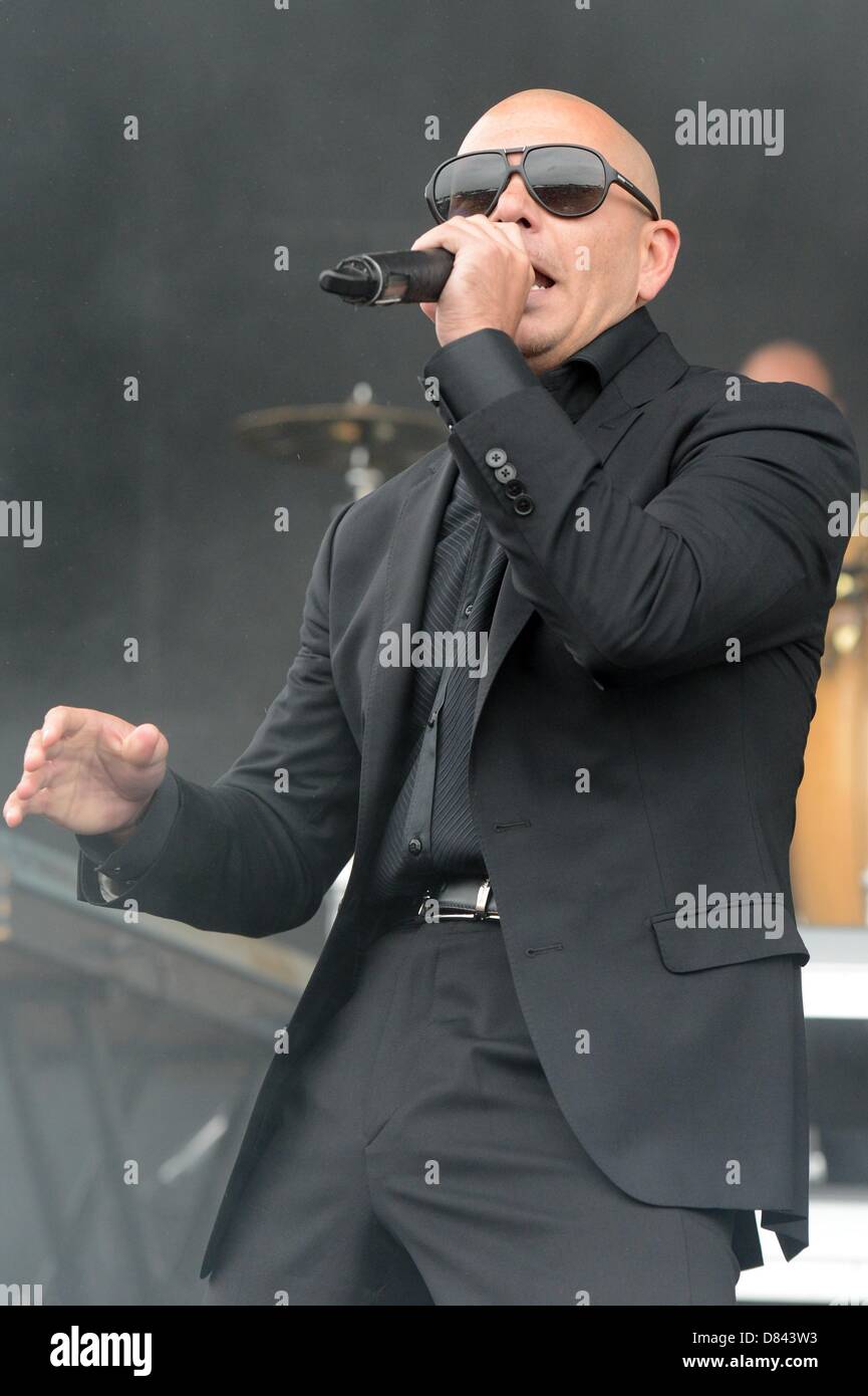 Baltimore, USA. 18th May, 2013. Artist Pitbull performs during infield ...
