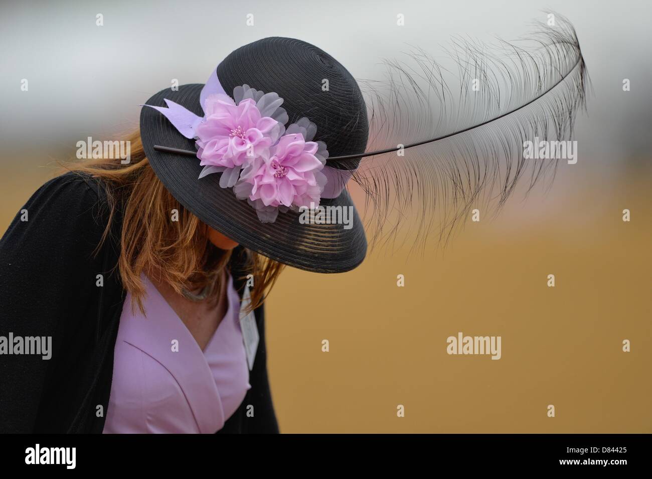 Baltimore, USA. 18th May, 2013. A racing fan with her hat in the ...