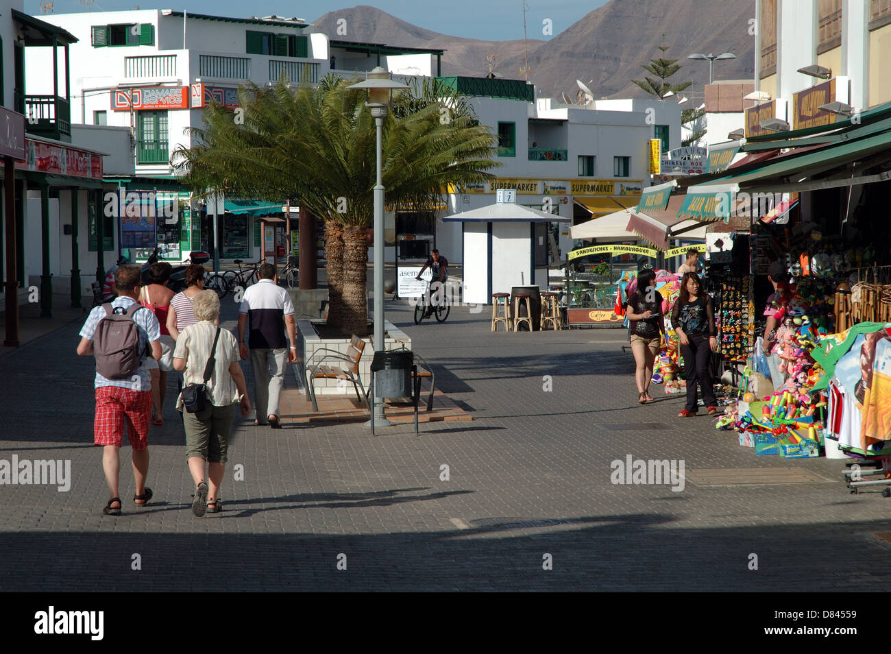 quiet shopping street in Playa Blanca Lanzarote Stock Photo - Alamy