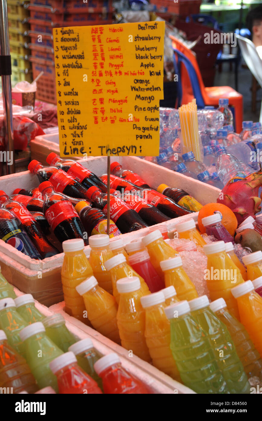 Juice stall in English and Chinese language for tourists customers at ...