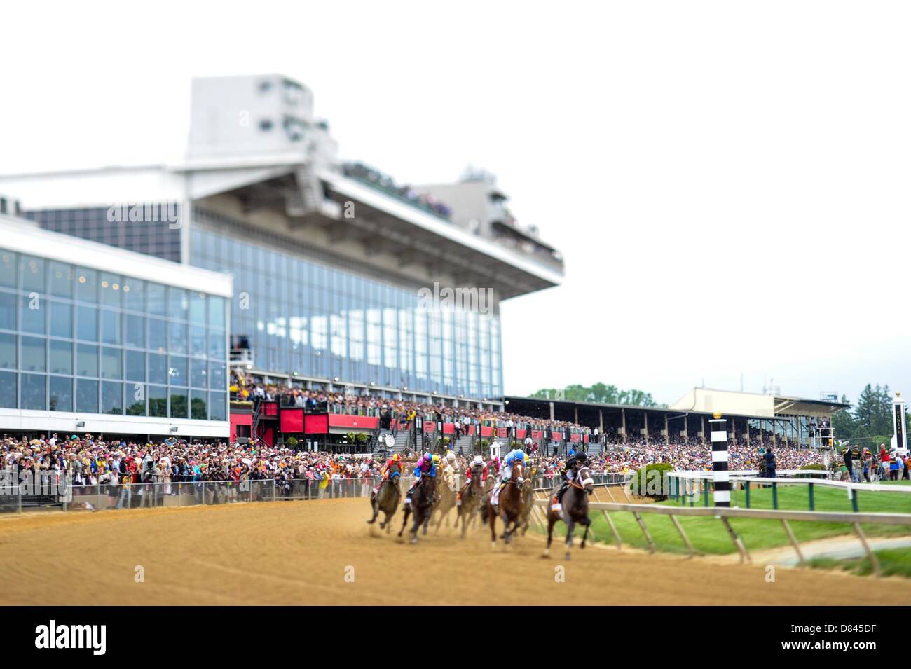 Baltimore, USA. 18th May, 2013. Jockey Gary Stevens on Oxbow leads the ...
