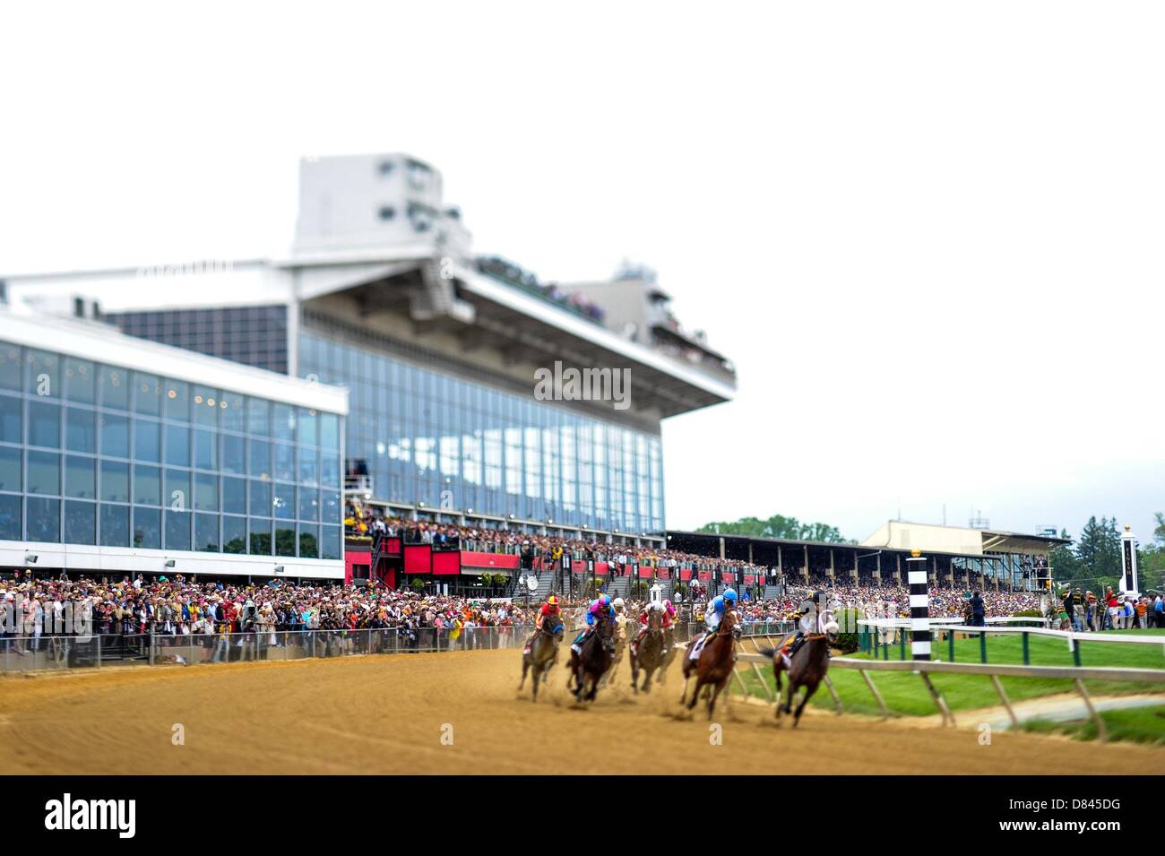 Baltimore, USA. 18th May, 2013. Jockey Gary Stevens on Oxbow leads the ...