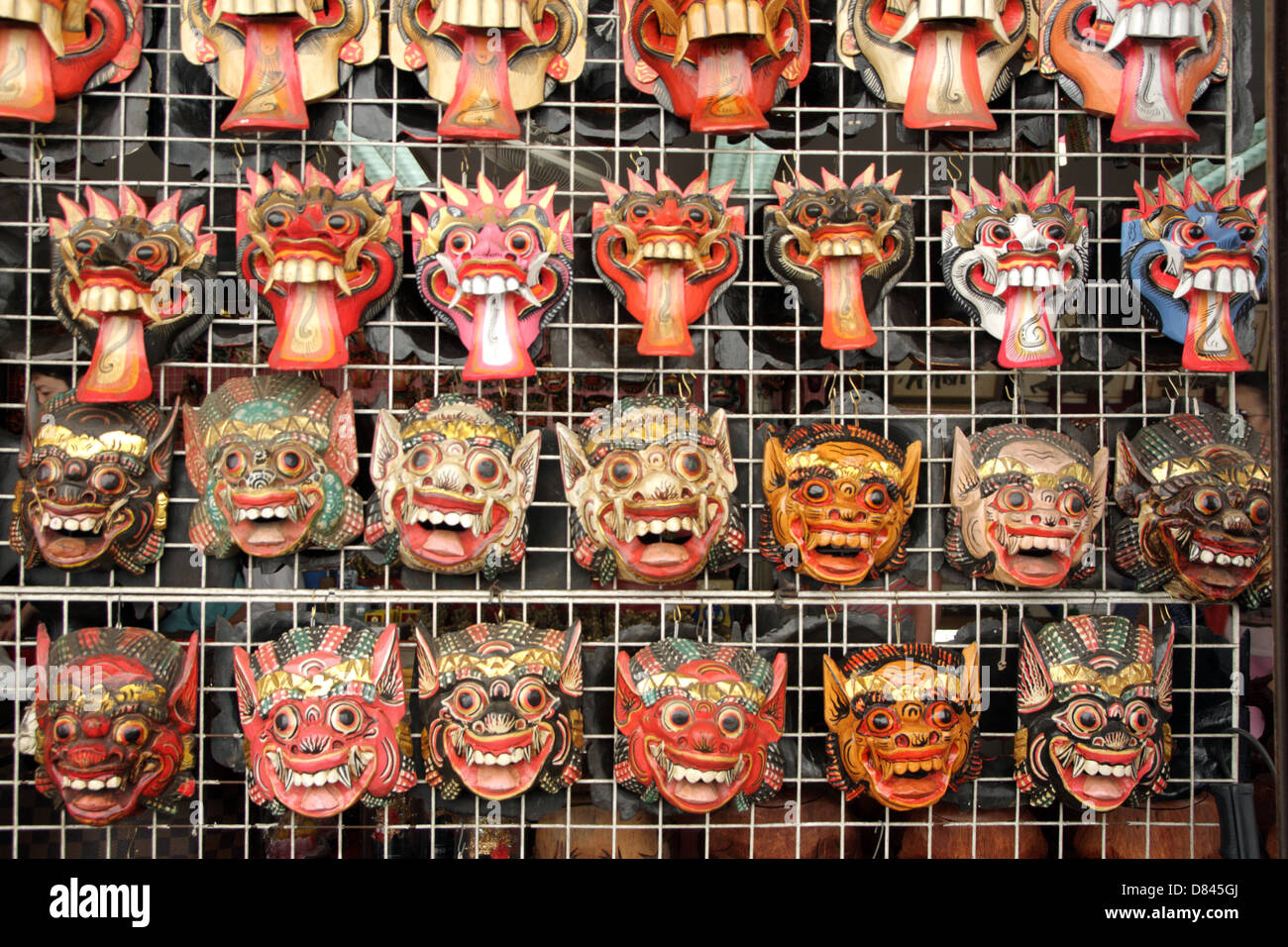 Balinese masks on sale in a shop at Wat Pho temple in Bangkok ...