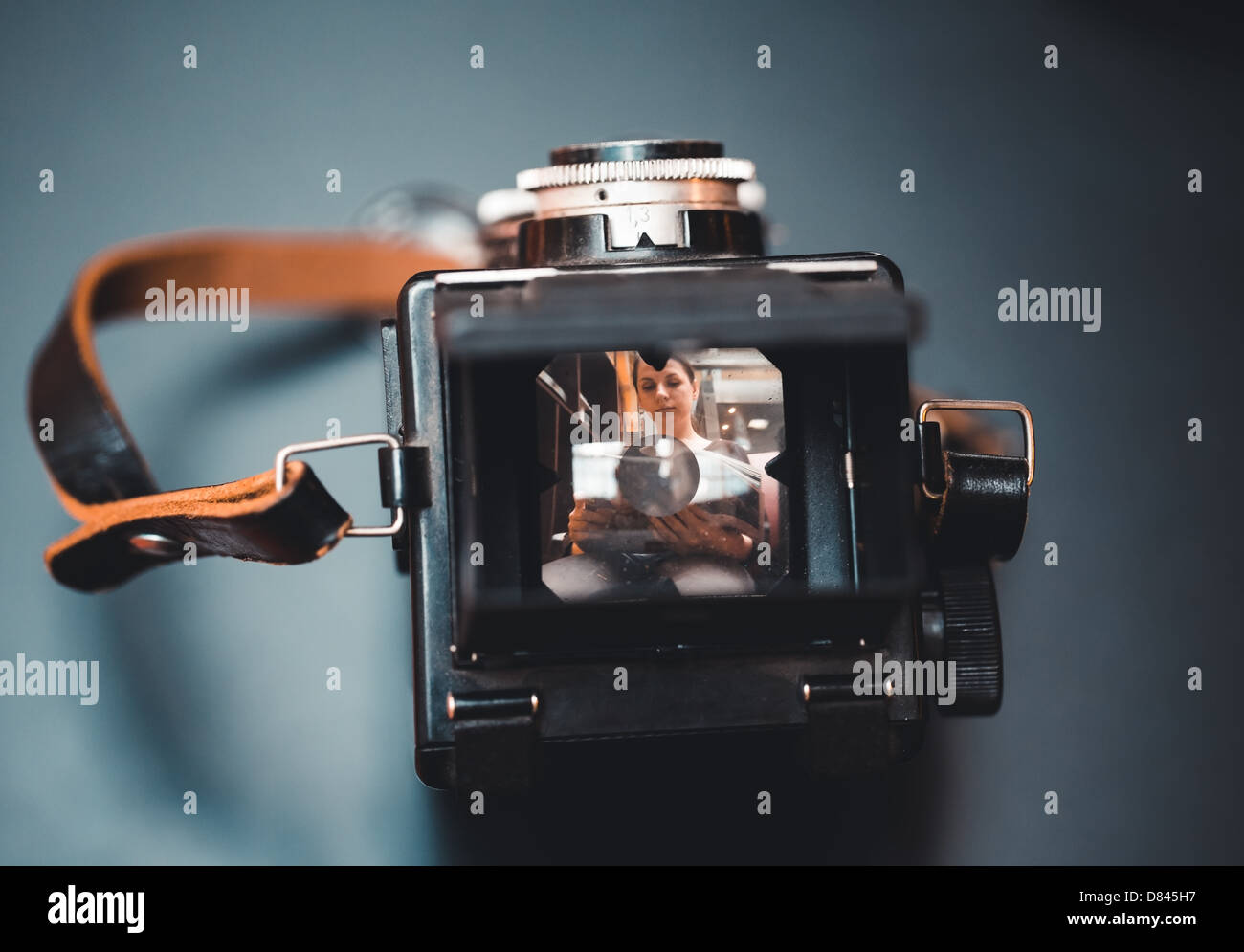 Vintage tlr camera top view Stock Photo - Alamy