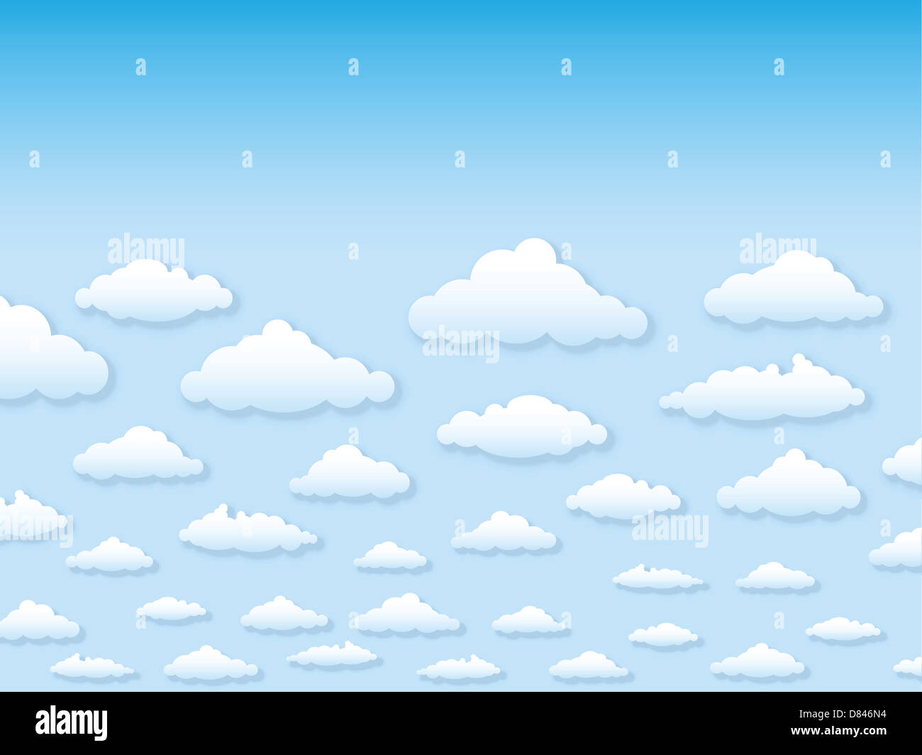 Illustration - the sky with clouds in cartoon style with gradients ...