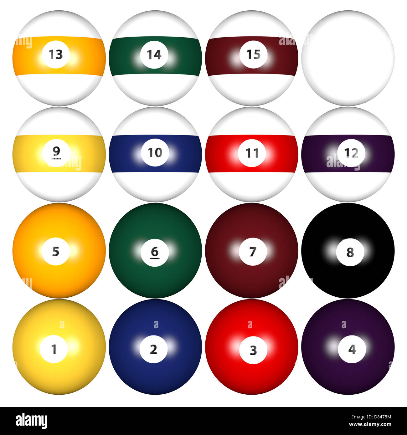 3d Render of a set of Pool Balls Stock Photo - Alamy