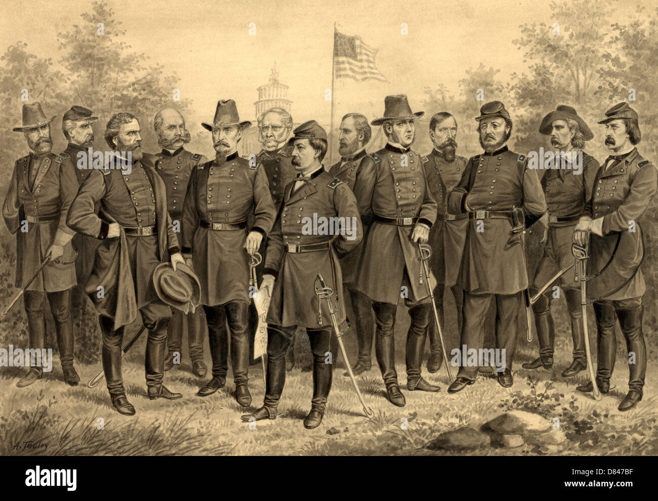 U.S. Army and Cavalry officers in front of the U.S. Capitol Building ...