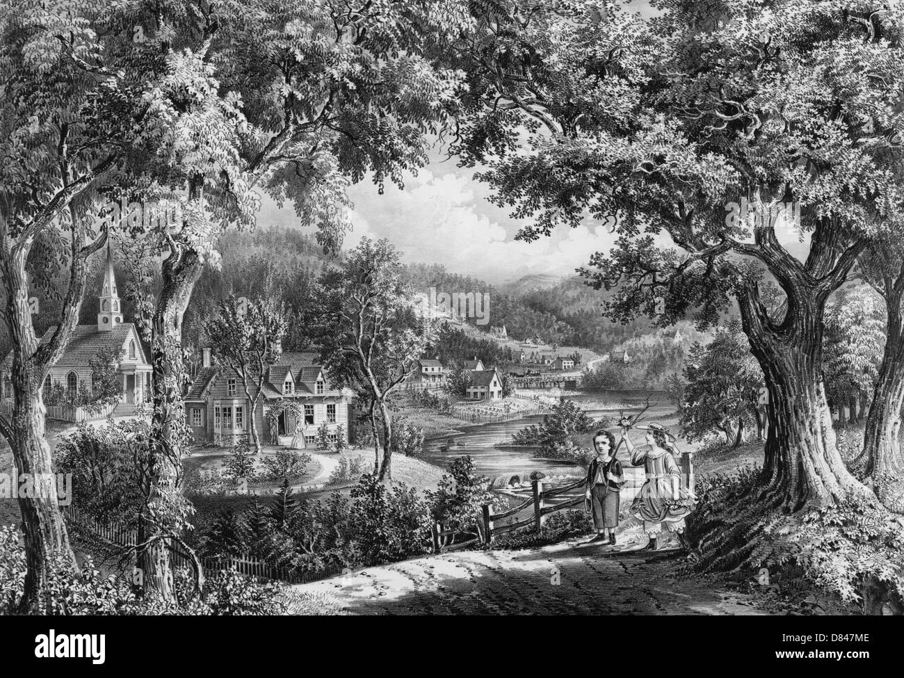 New England scenery, circa 1860 Stock Photo - Alamy