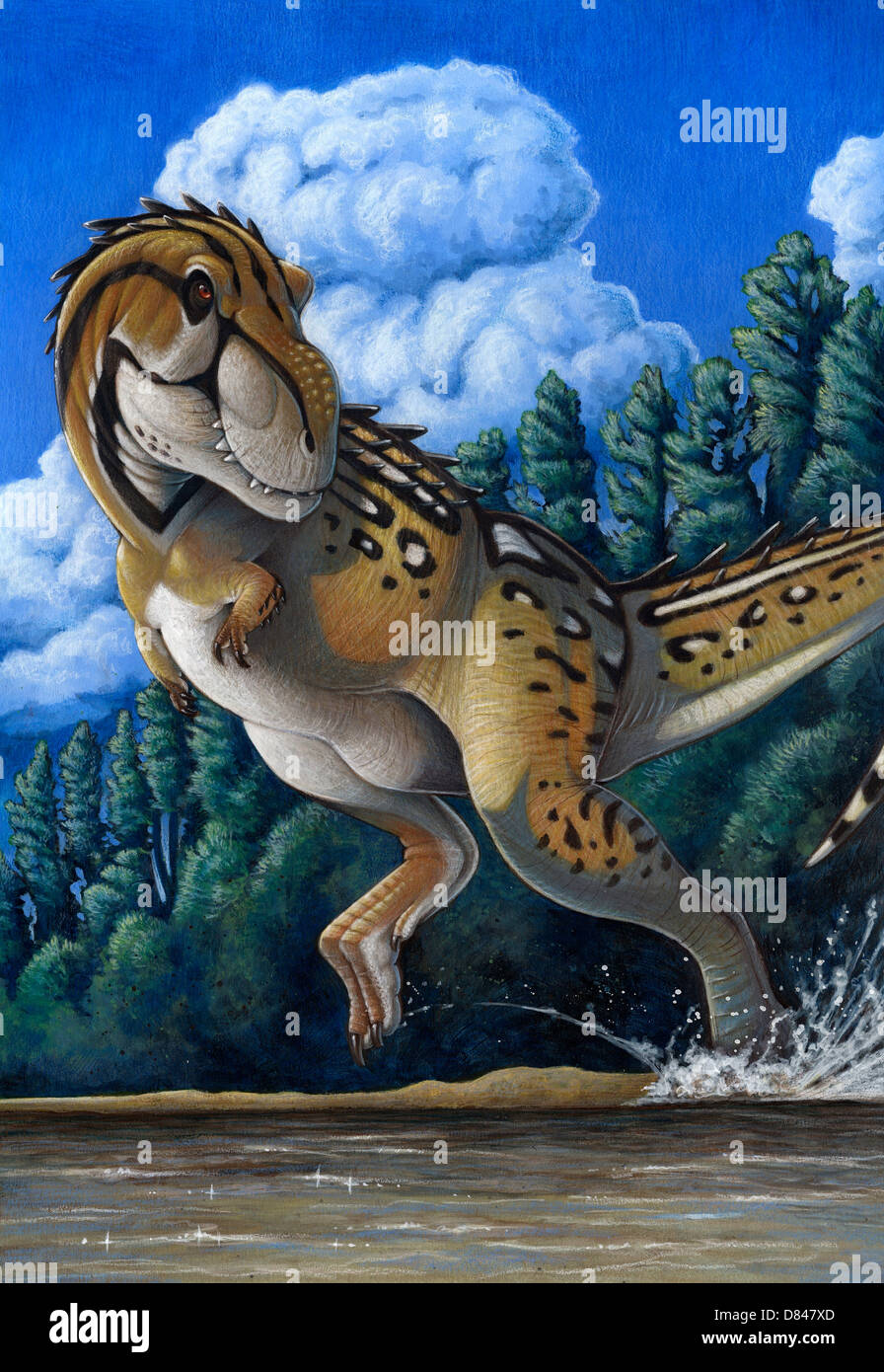 Tyrannosaurus Rex running through water Stock Photo - Alamy