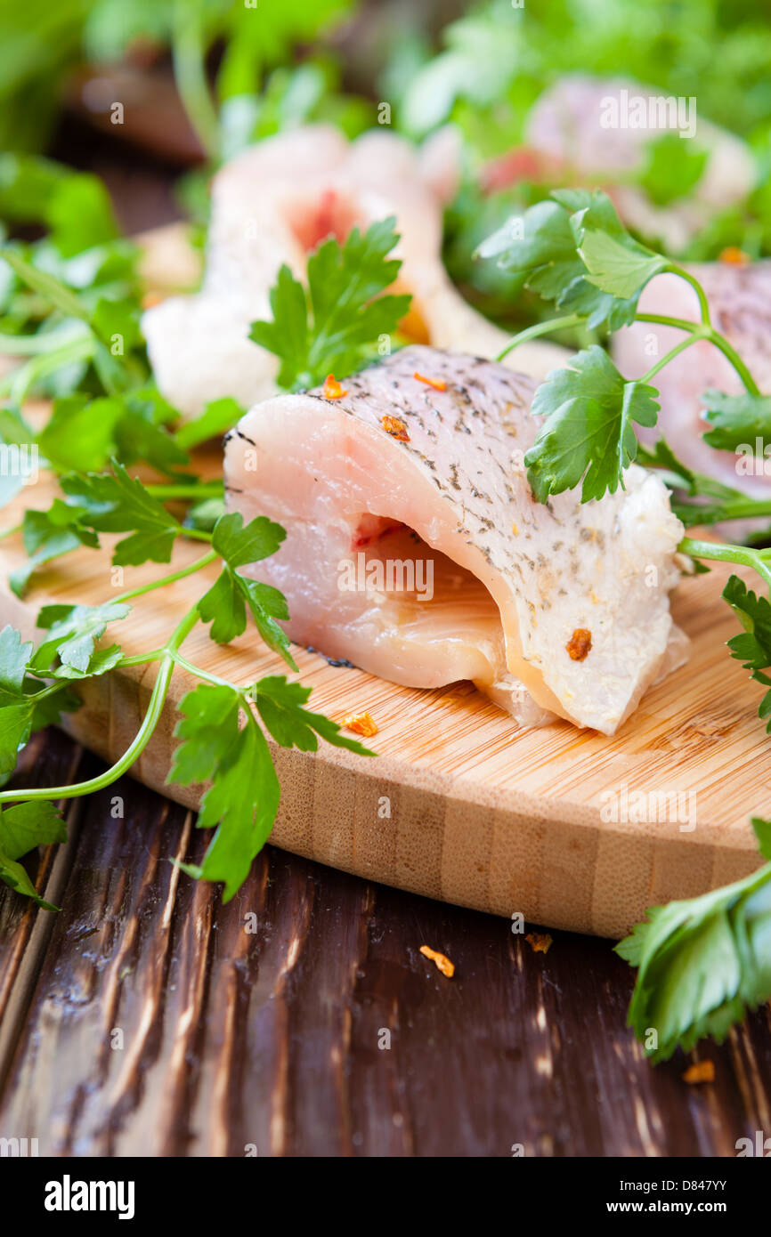 Slices raw fish fillet hi-res stock photography and images - Alamy