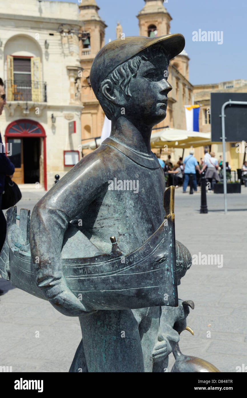 Bronze-Statue in Marsaxlokk, Malta Stock Photo - Alamy