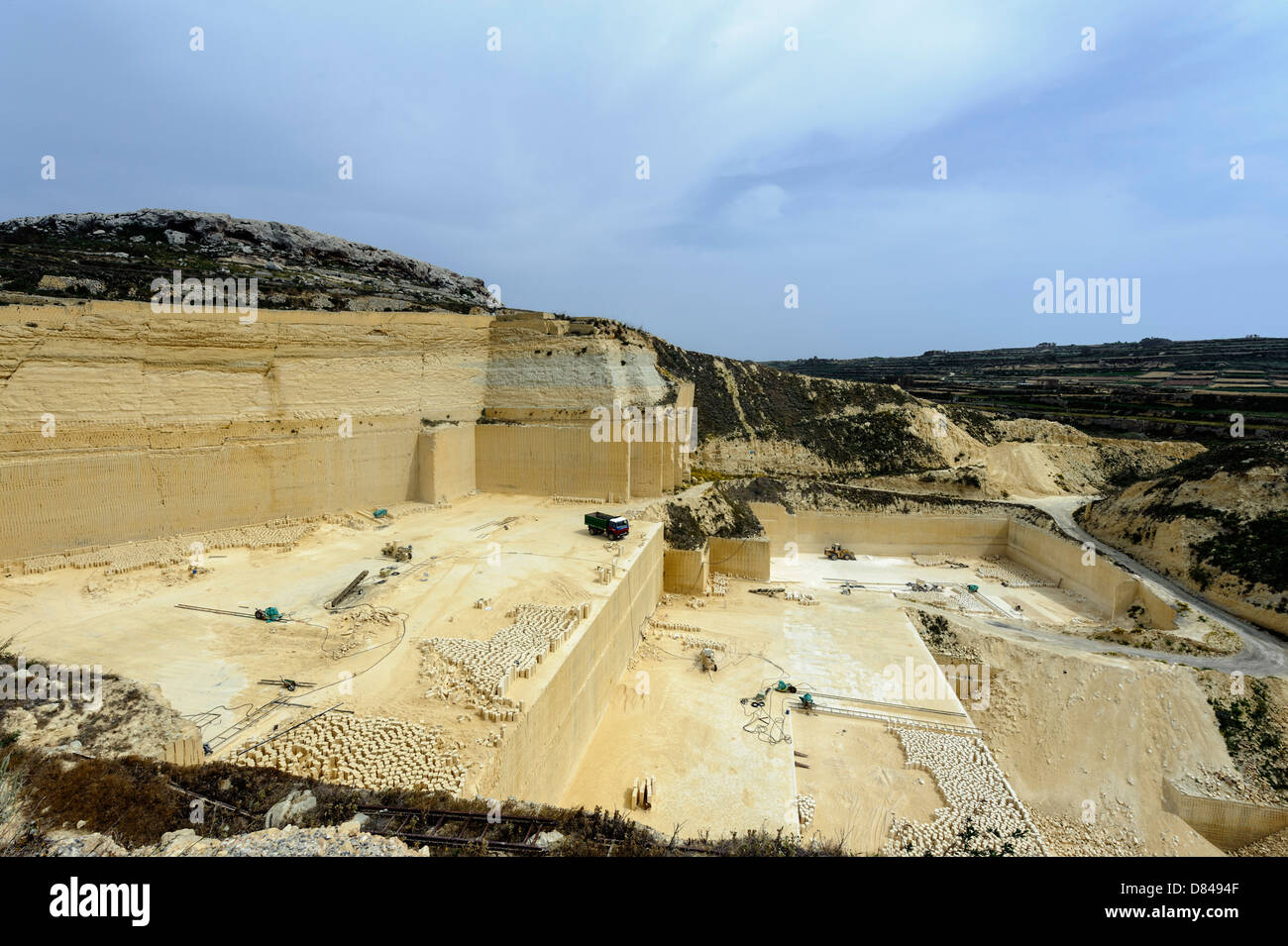 Limestone quarry near San Lawrenz on Gozo, Malta Stock Photo - Alamy