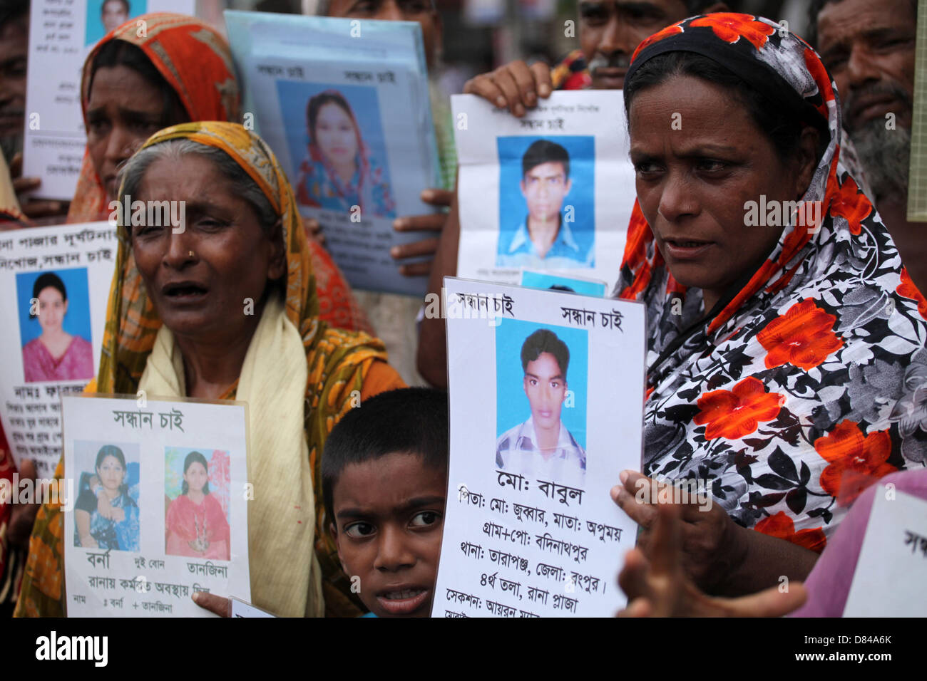 Dhaka, Bangladesh. 19th May, 2013. In Rana Plaza, where many bodies remain unidentified after a ...