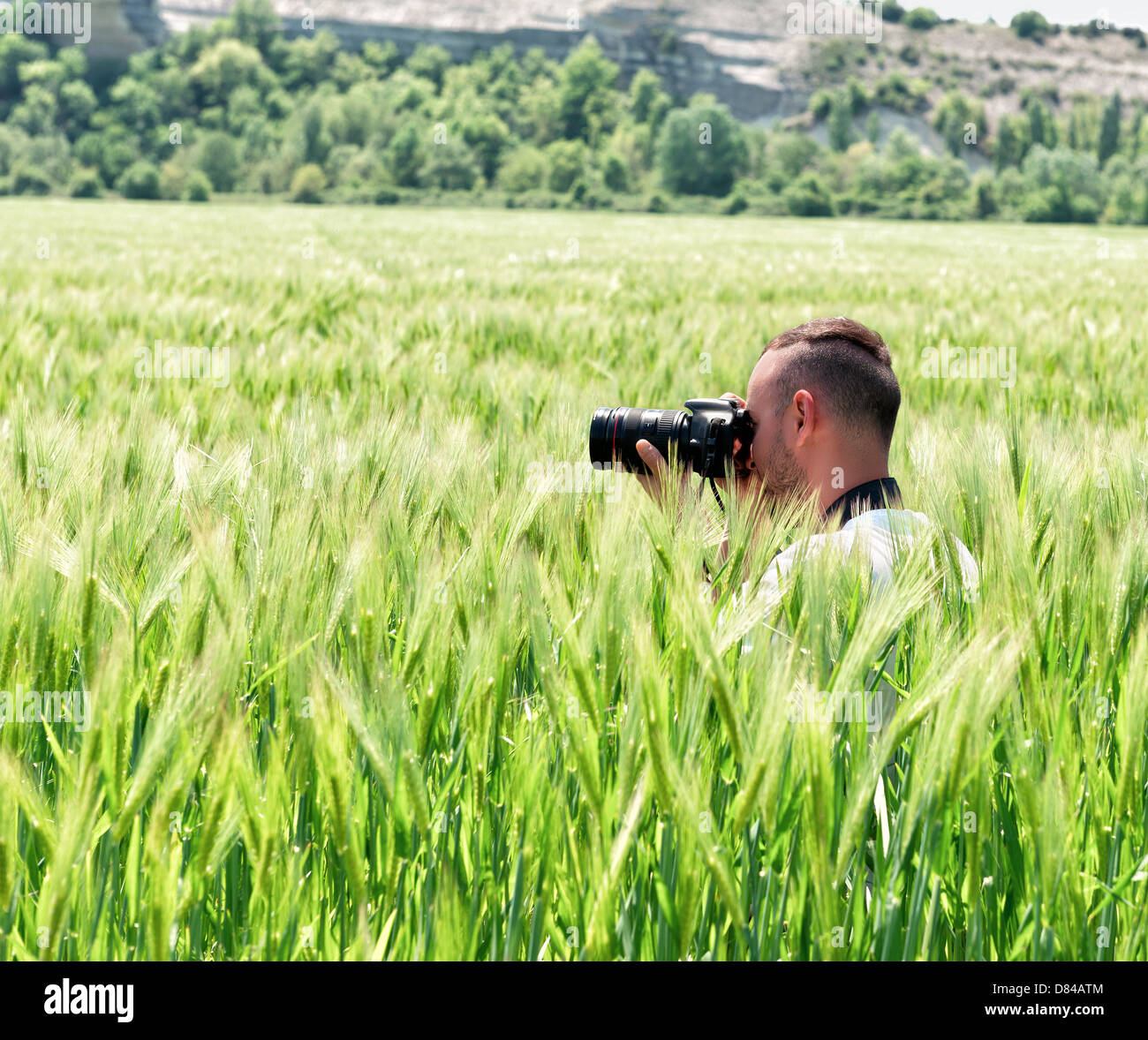 Men take a photo about beautiful landscape Stock Photo - Alamy