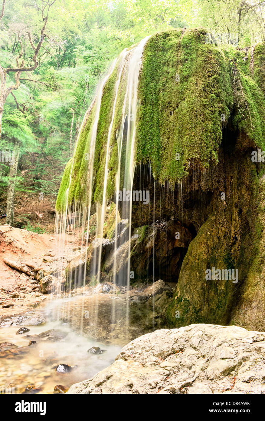 Waterfall "Silver streams" in Crimea. Ukraine Stock Photo - Alamy