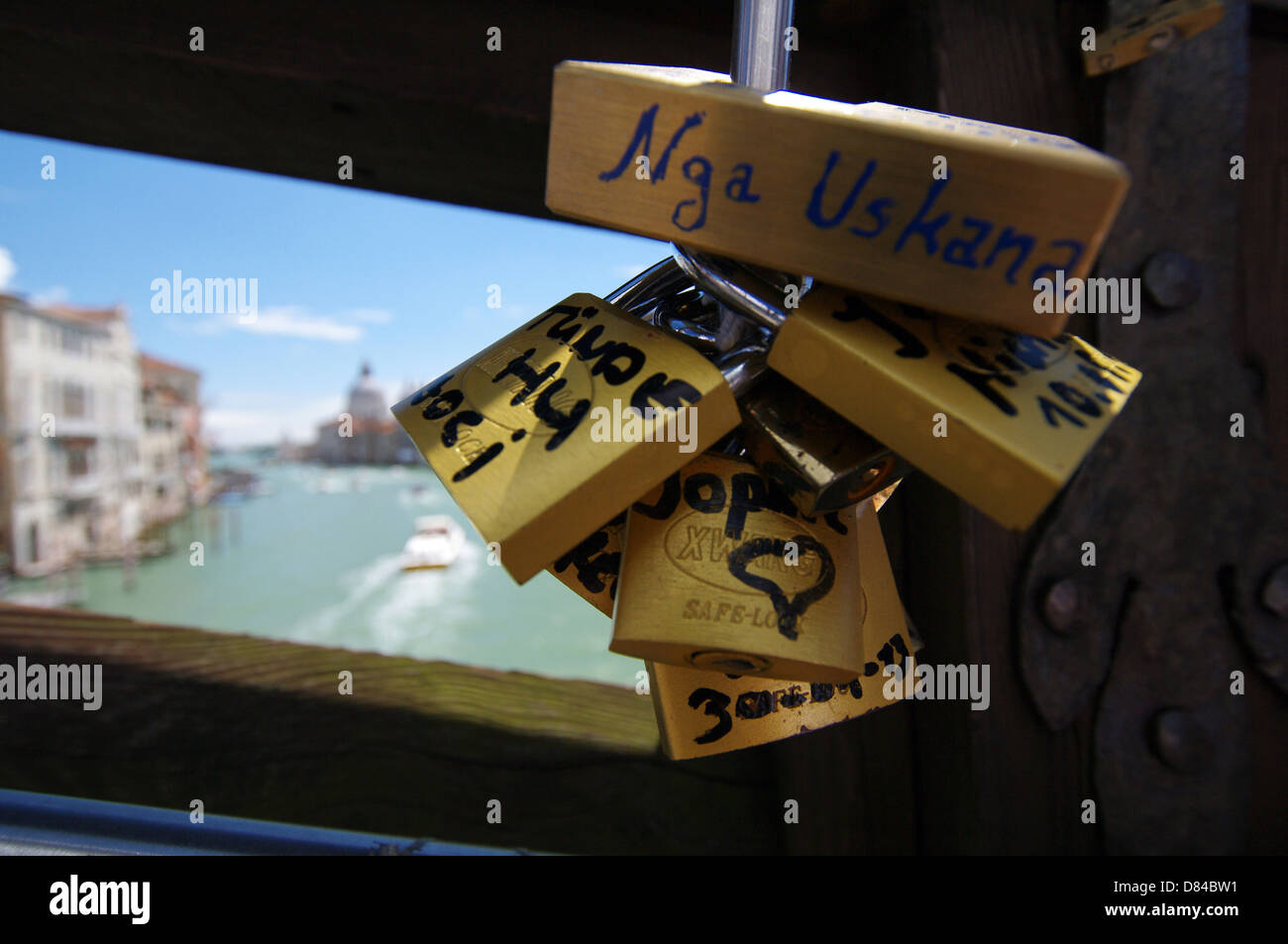 Love Locks on Ponte dell'Accademia (Academy Bridge) in Venice, Italy ...