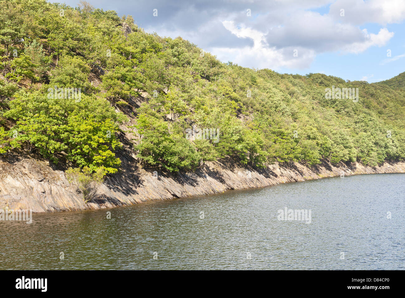 Lake Rursee cliff lakeshore with blue sky and sunlight in summer Stock ...