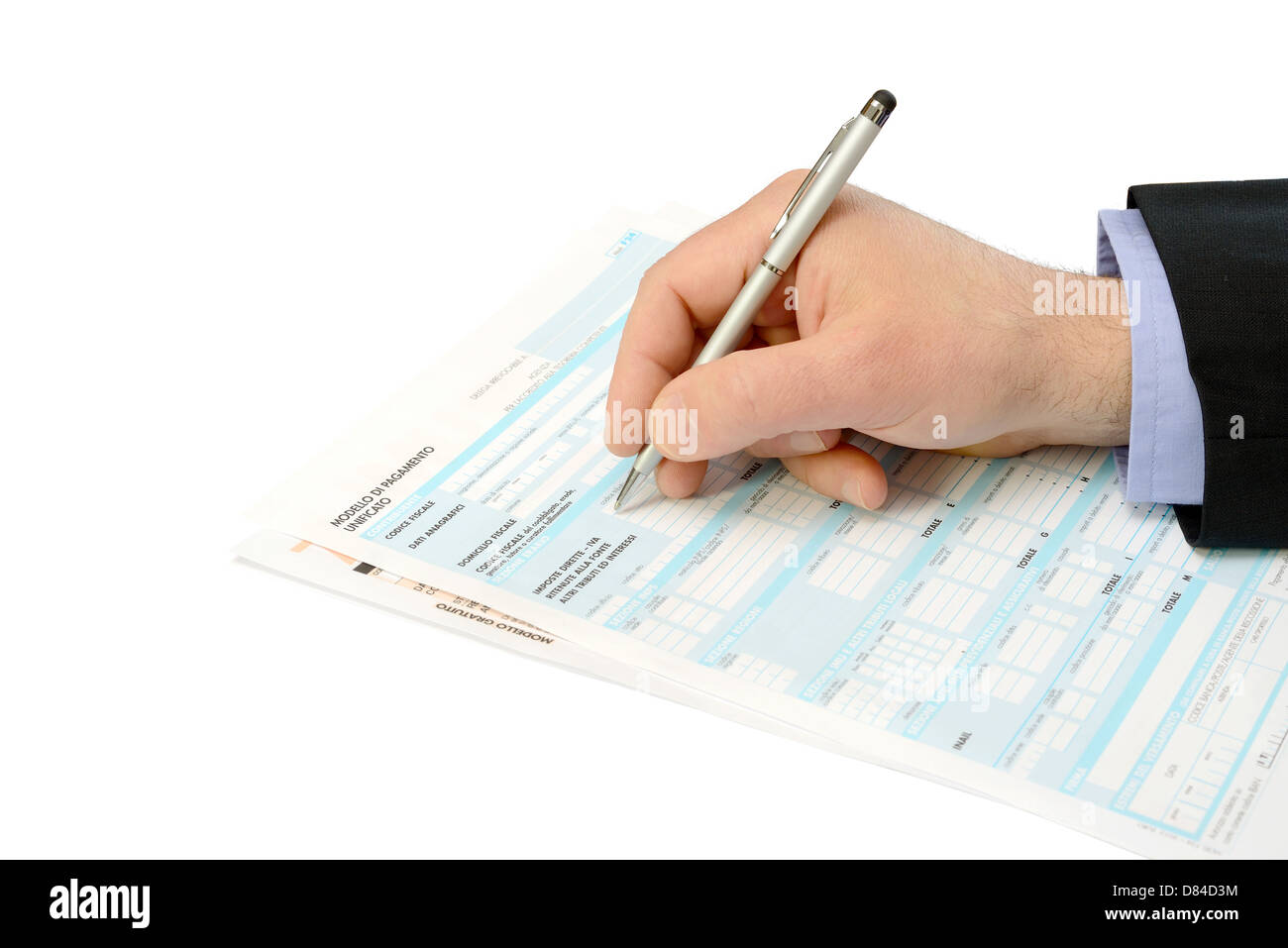 business consultant checks the tax forms of the f24 Stock Photo - Alamy