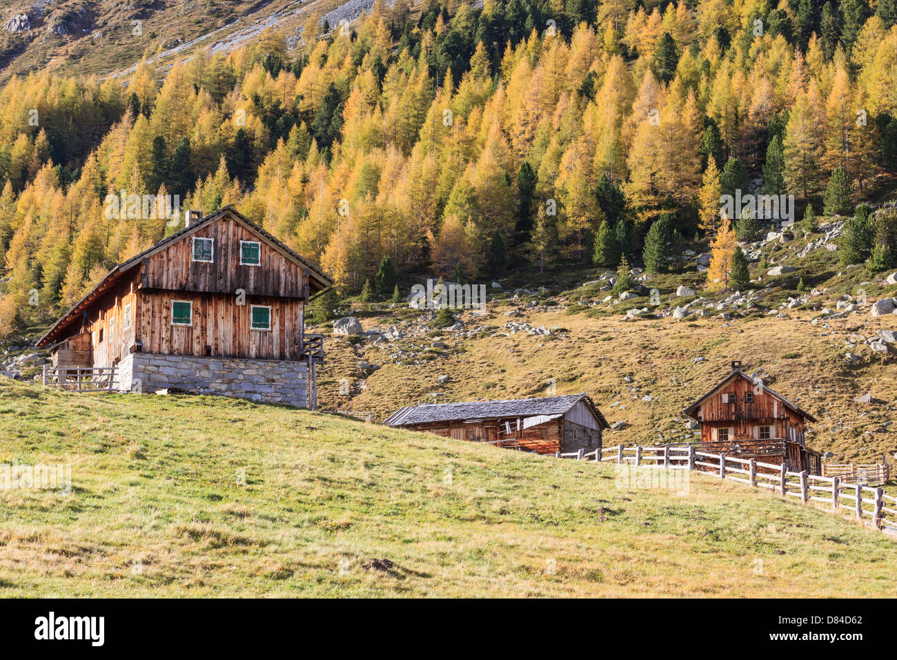 Old weathered farm houses in the alp Tirol Stock Photo - Alamy
