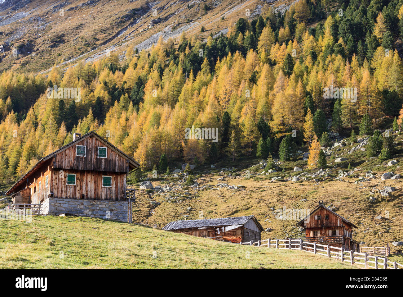 Old weathered farm houses in the alp Tirol Stock Photo - Alamy